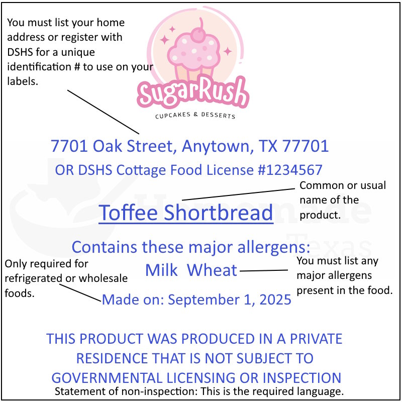 Labels - Texas Cottage Food Law
